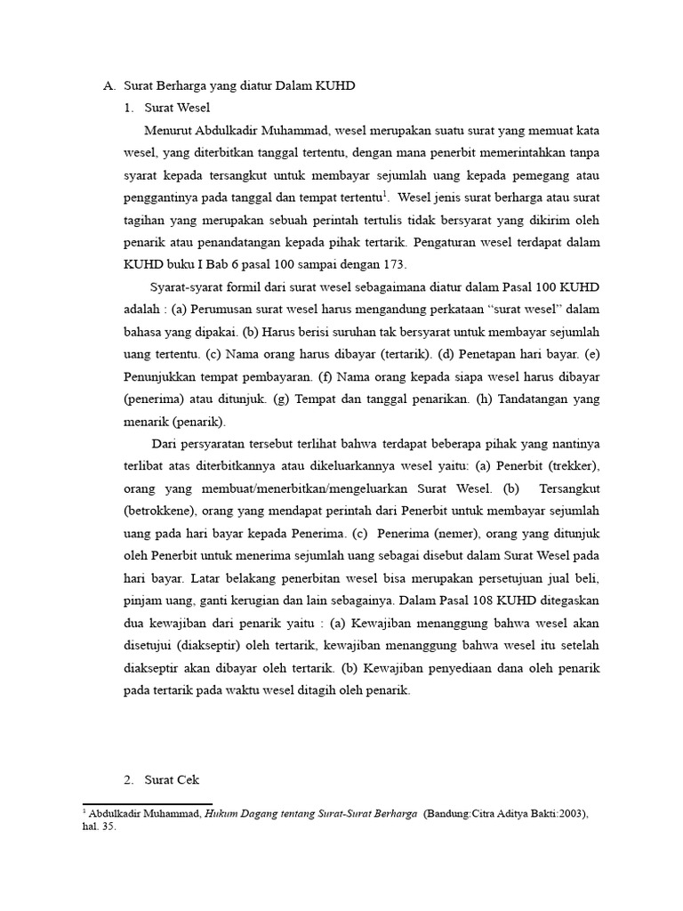 Surat Berharga Yang Diatur Dalam KUHD | PDF