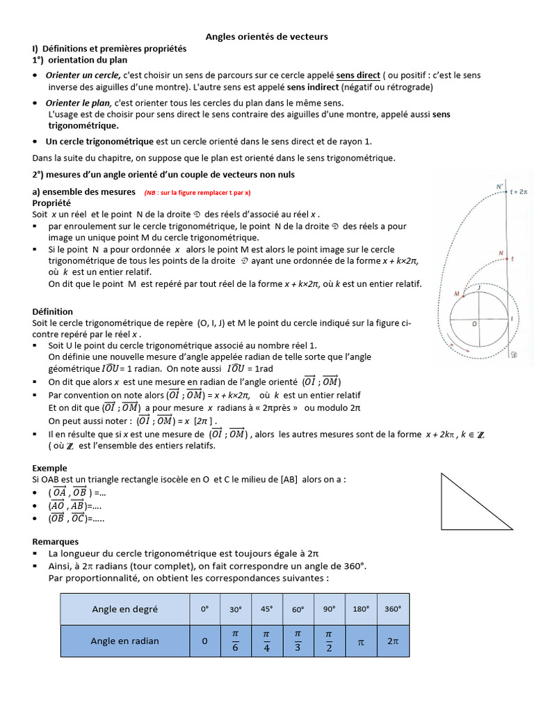 Angles orientés et trigonométrie | PDF | Angle | Trigonométrie