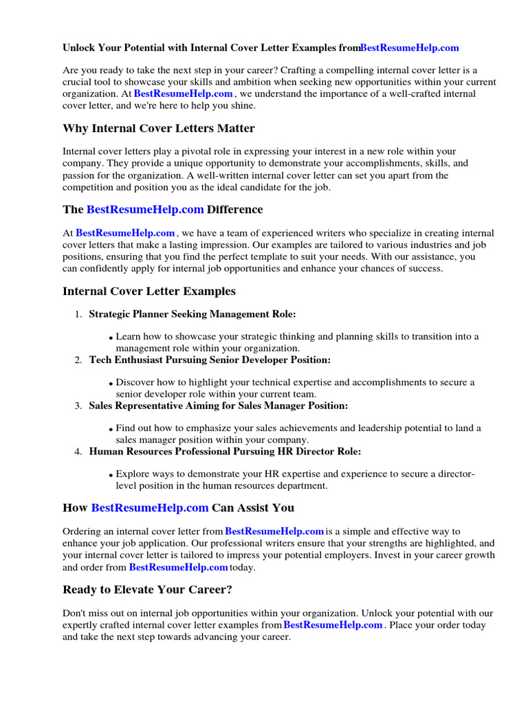 Internal Cover Letter Examples | PDF