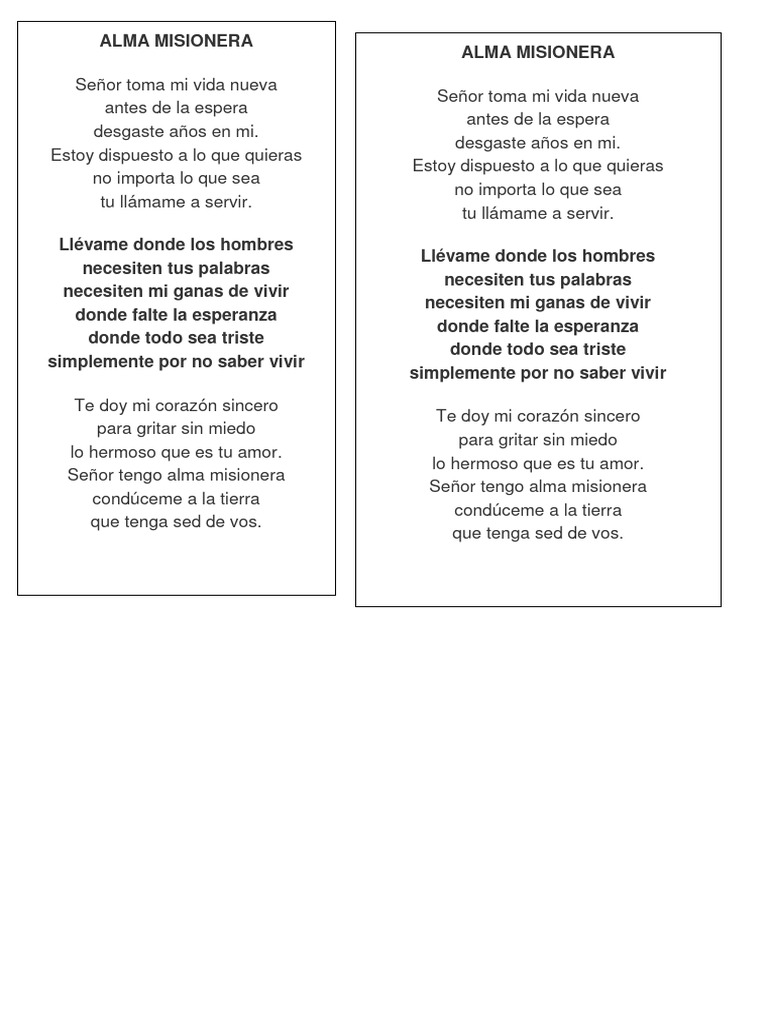 Alma Misionera Cancion | PDF