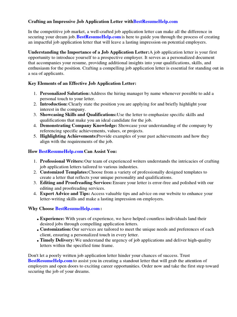 Job Application Letter Write Up | PDF | Résumé | Employment