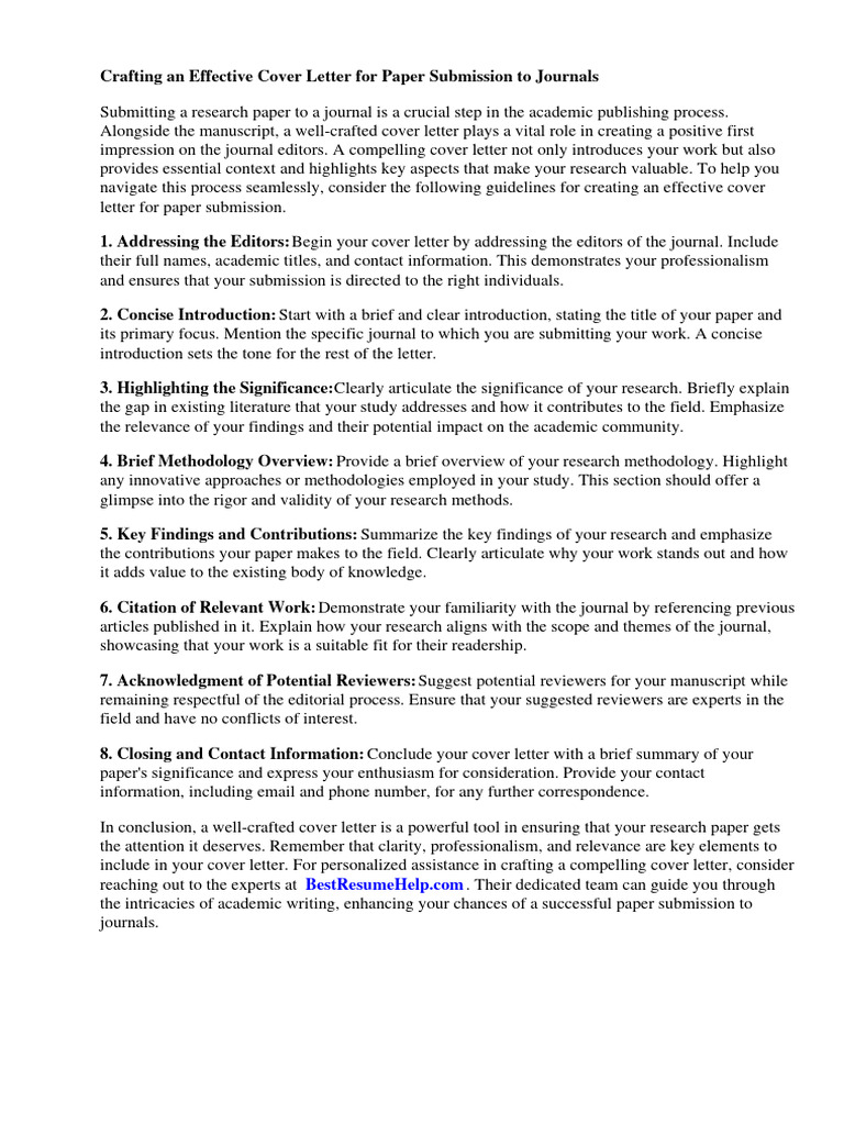 Effective Cover Letter for Journal Submission | PDF | Academic Journal ...