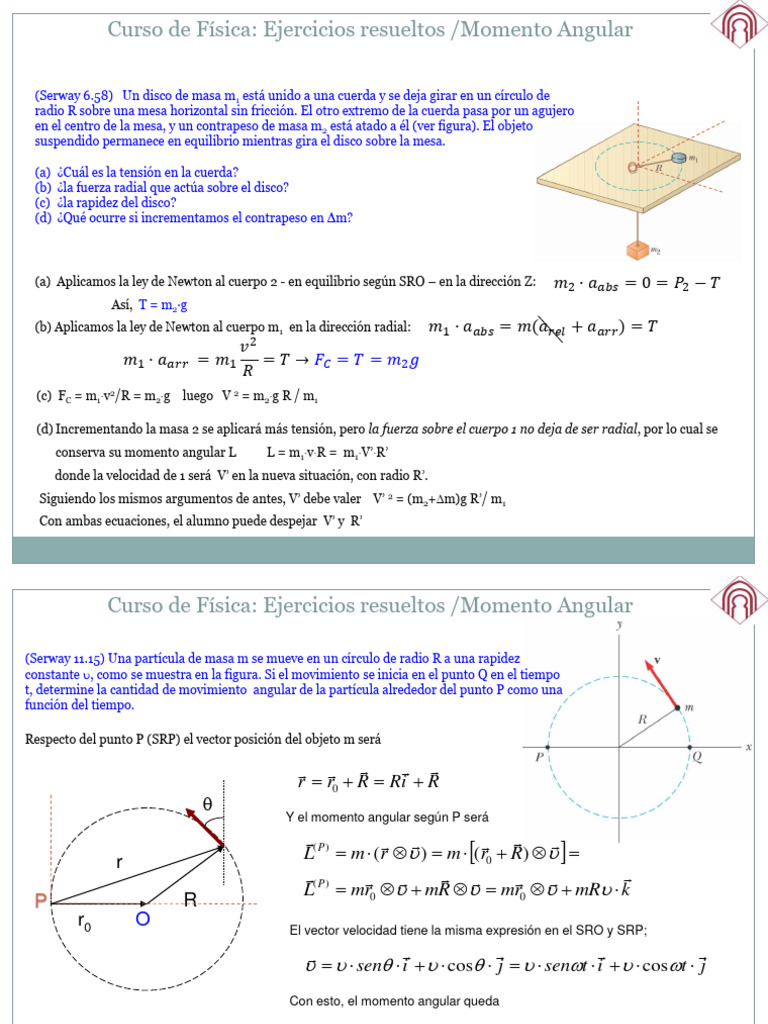 Ejercicios de Dinámica de Una Partícula_Momento Angular | PDF