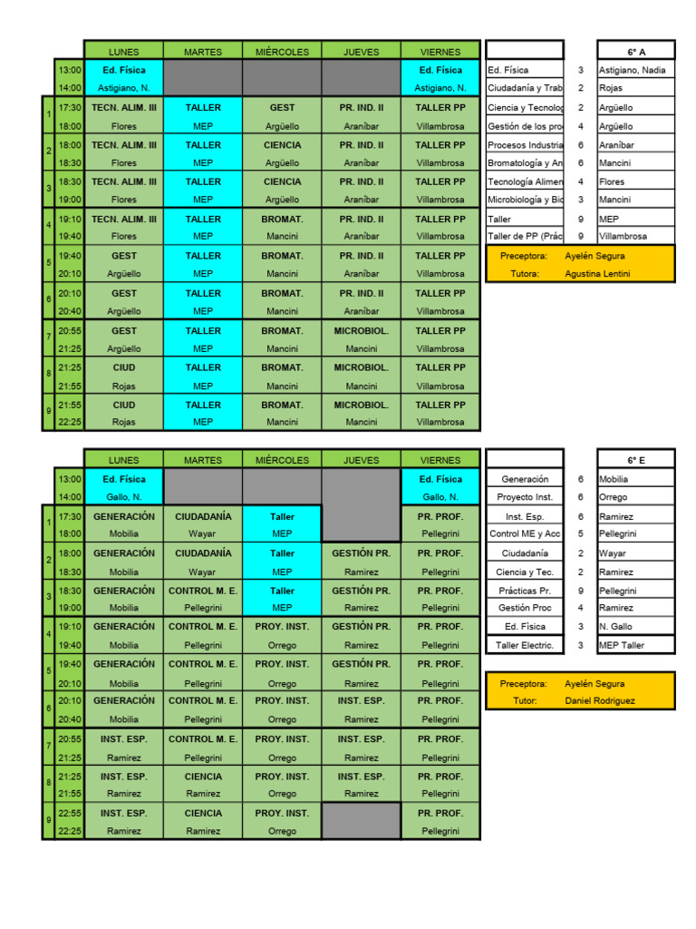 6 CST Horario Marzo | Descargar gratis PDF | Ciencias Naturales | Biología
