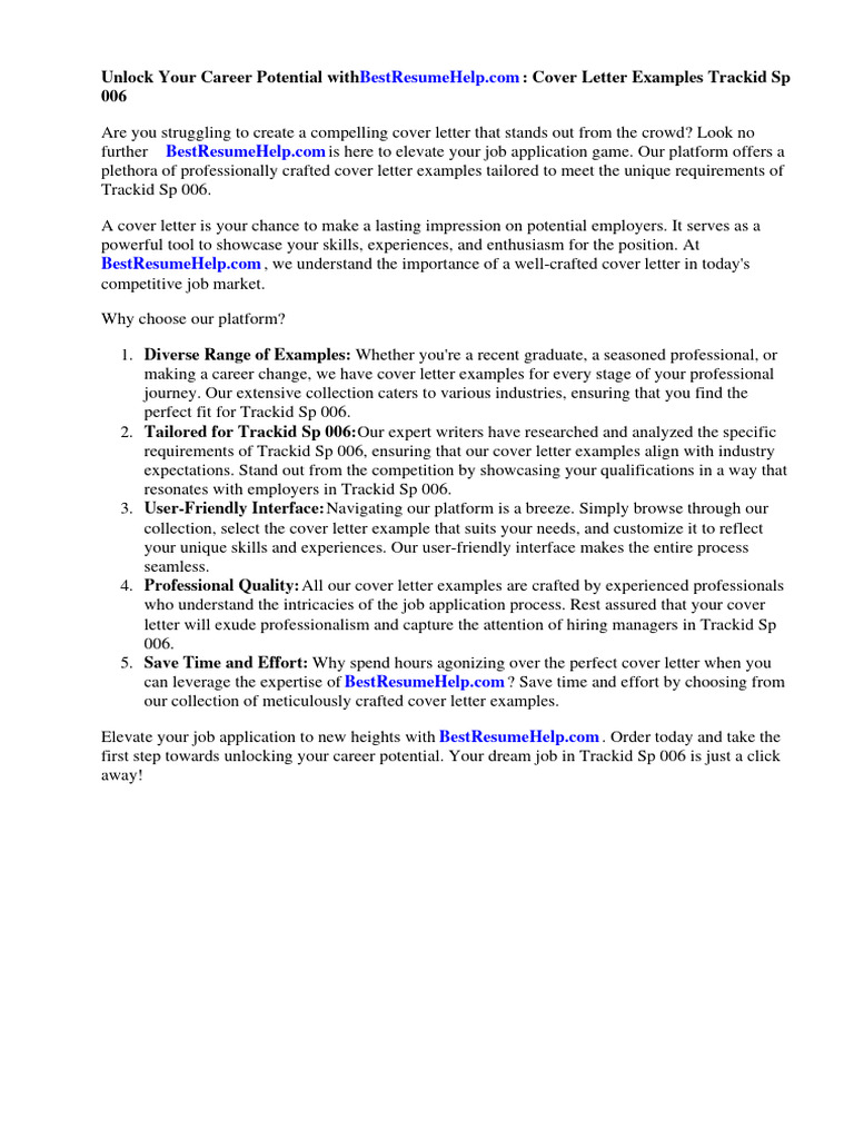 Cover Letter Examples Trackid Sp 006 | PDF | Résumé