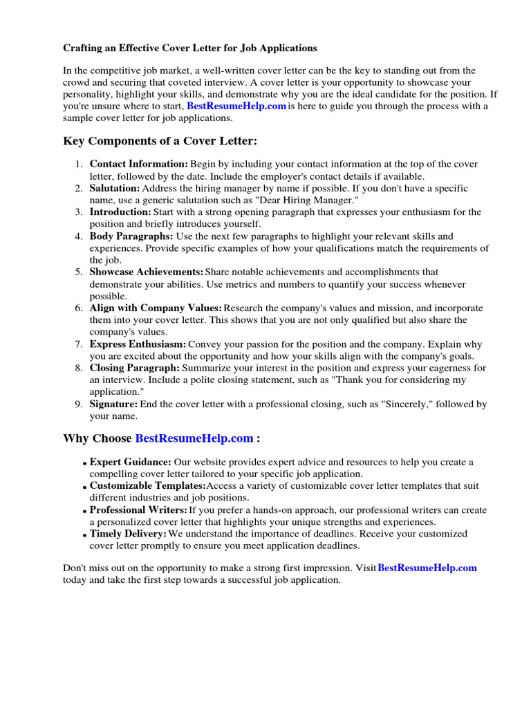 Sample of Writing Cover Letter for Job Application | PDF | Résumé ...