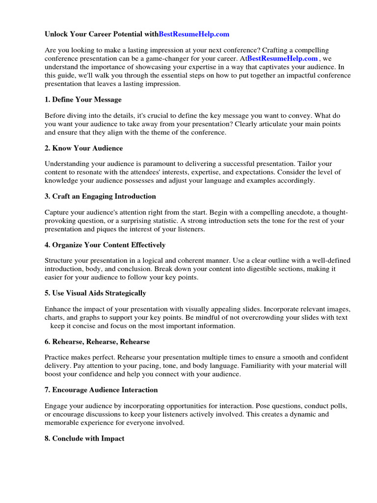 How To Put Conference Presentations On Resume | PDF | Marketing ...