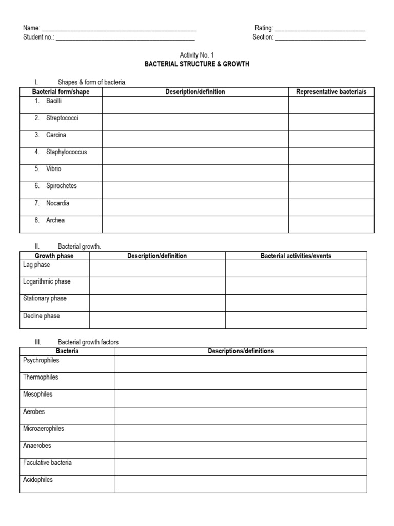 Micro para Activities | PDF | Bacteria | Infection