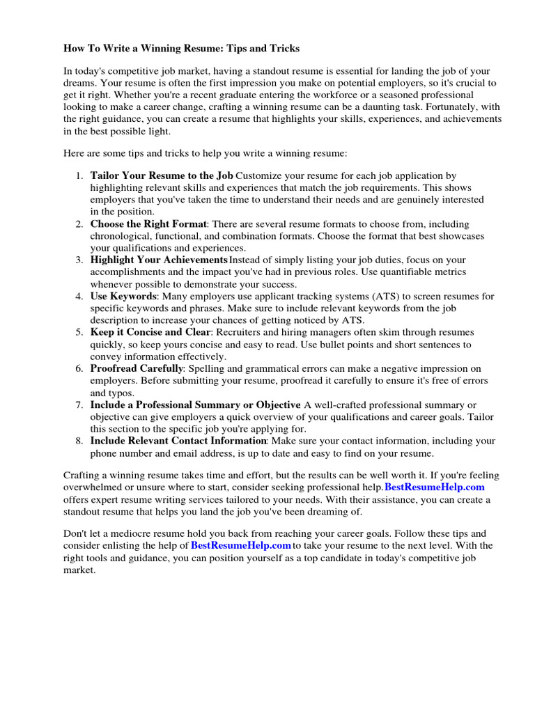 How To Write A Simple Resume | PDF | Résumé