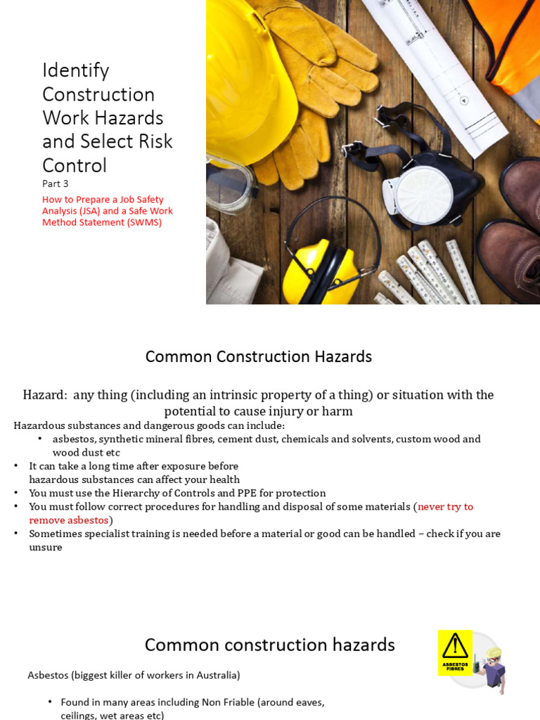 Identify Construction Work Hazards and Select Risk Control | Download ...