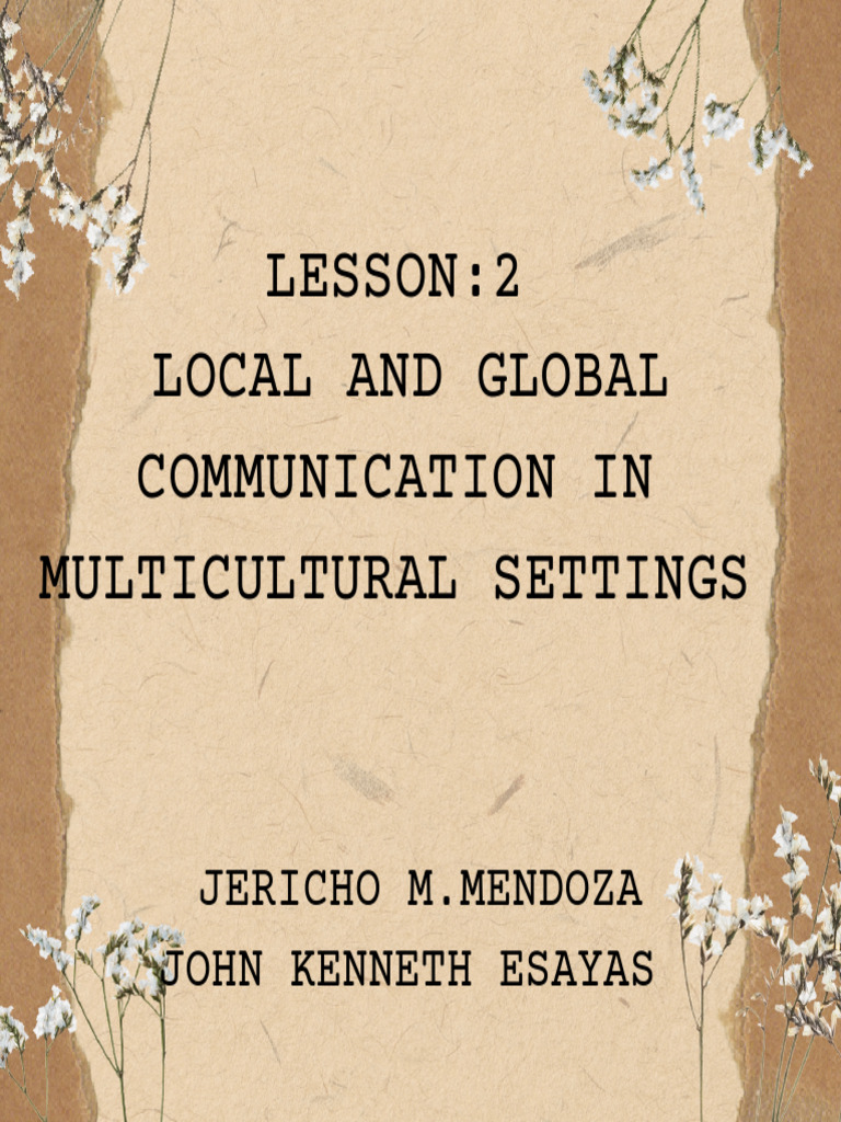 Local Globalization | PDF | Communication | Nonverbal Communication