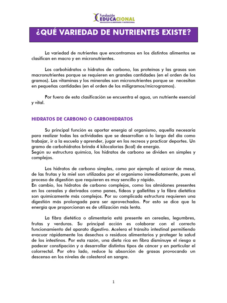 Nutrientes | PDF | Alimentos | Proteínas