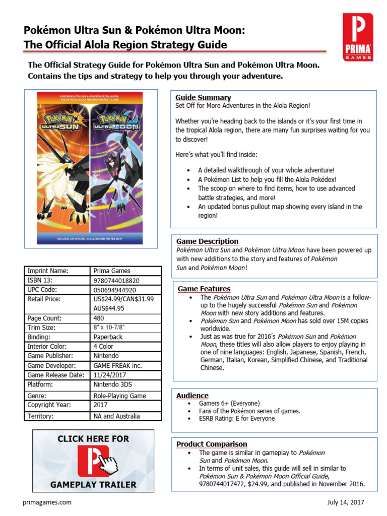 Pokémon Ultra Sun & Pokémon Ultra Moon: The Official Alola Region ...