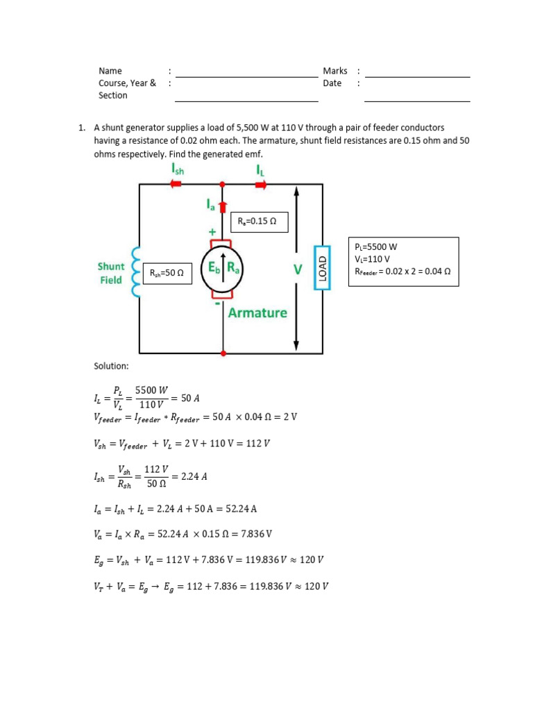 ACDC - Practice Exercises 1 - Answer - Key | PDF | Electric Generator | Volt