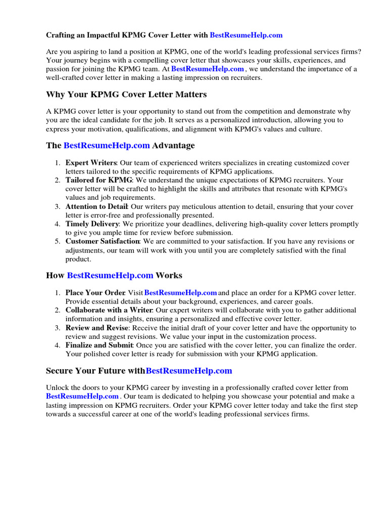 KPMG Cover Letter | PDF | Audit | Risk