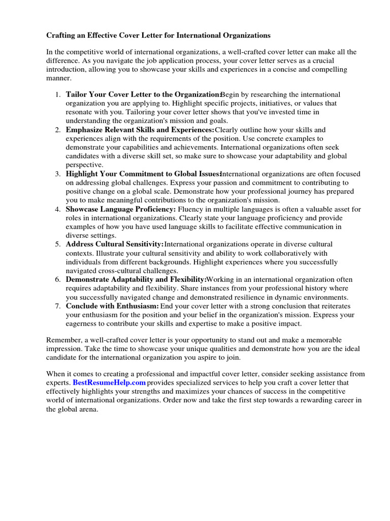 Cover Letter For International Organization Example | PDF | Résumé