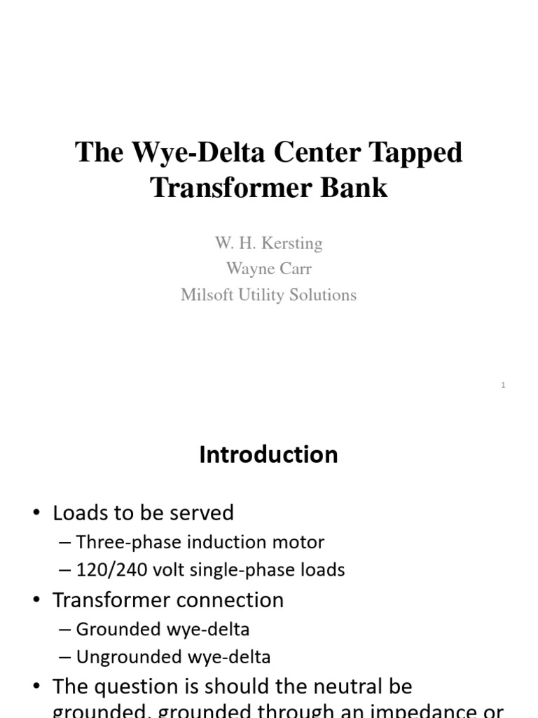 Wye Delta Center Tapped Transformer Bank | PDF | Power (Physics) | Ac Power