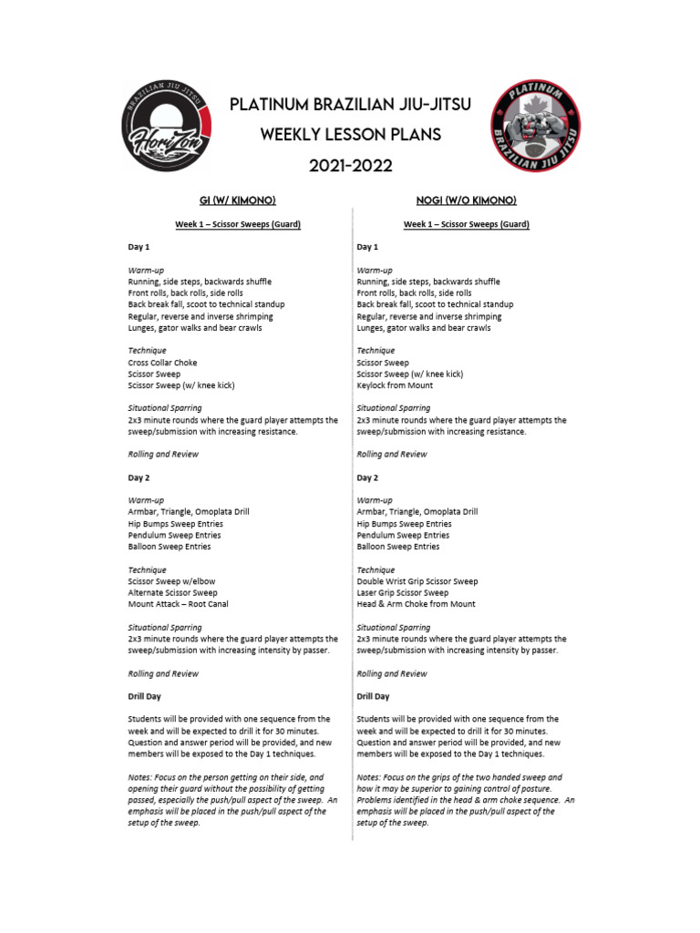 Lesson Plans | PDF | Brazilian Jiu Jitsu | Mixed Martial Arts Styles