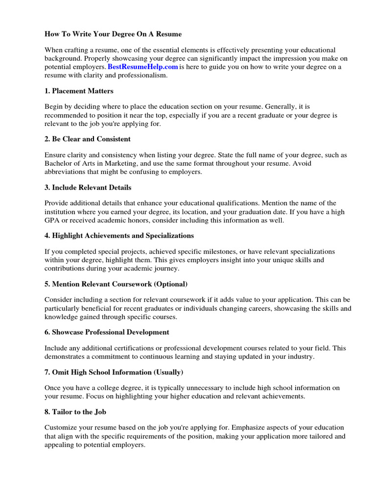 How To Write Your Degree On A Resume | PDF