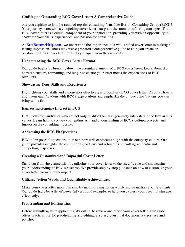 Sample BCG Cover Letter | Download Free PDF | Essays | Proofreading