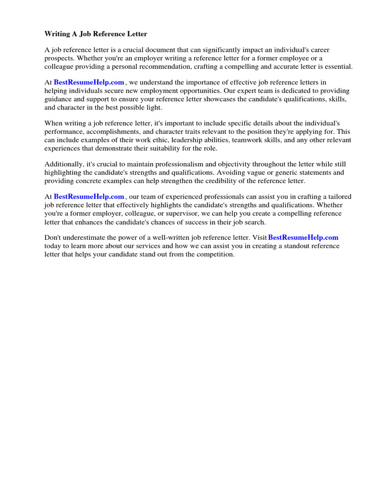Writing A Job Reference Letter For An Employee | PDF | Résumé | Employment