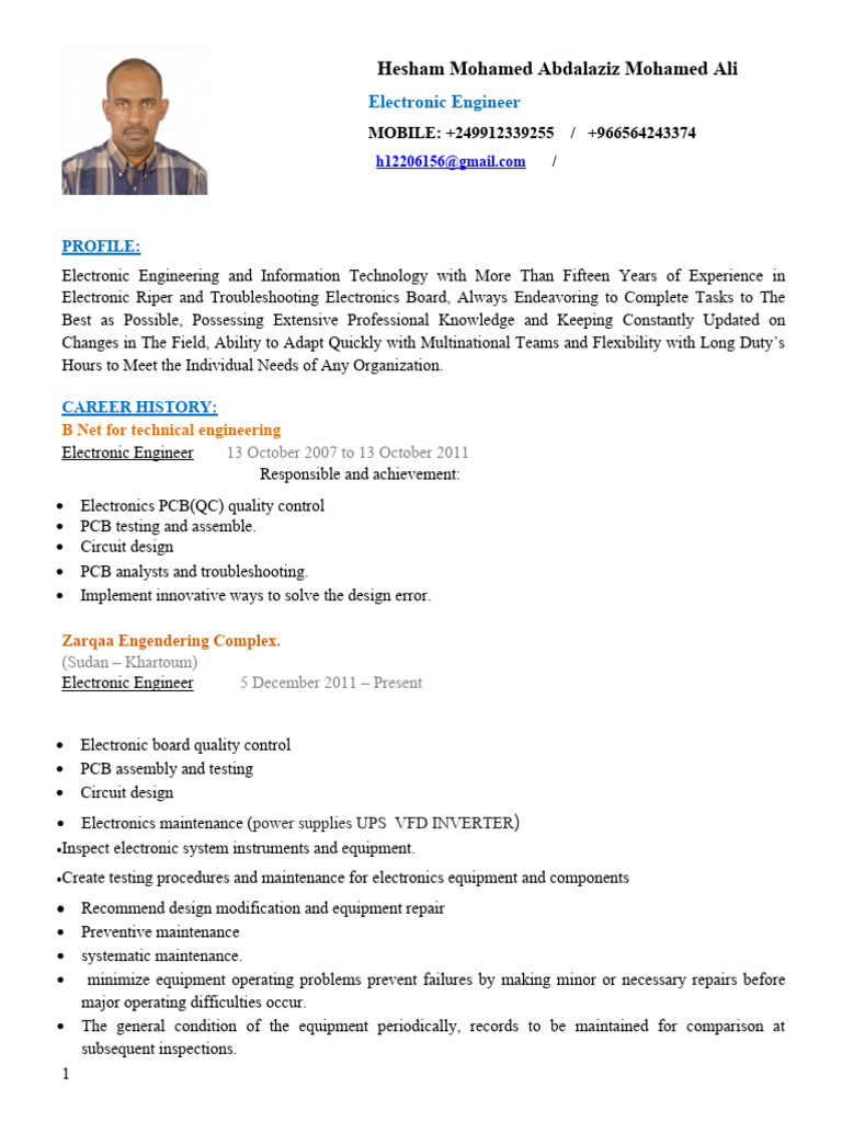 هشام CV | PDF | Electrical Network | Electronics