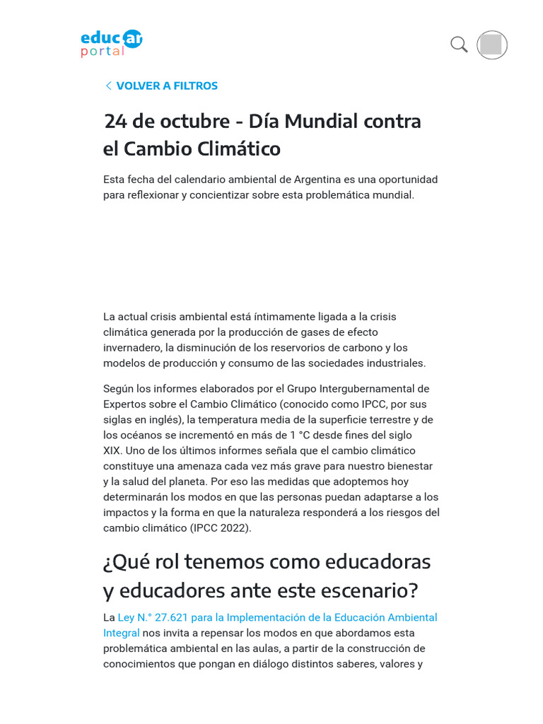 24 de Octubre - Día Mundial Contra El Cambio Climático - Educ - Ar ...