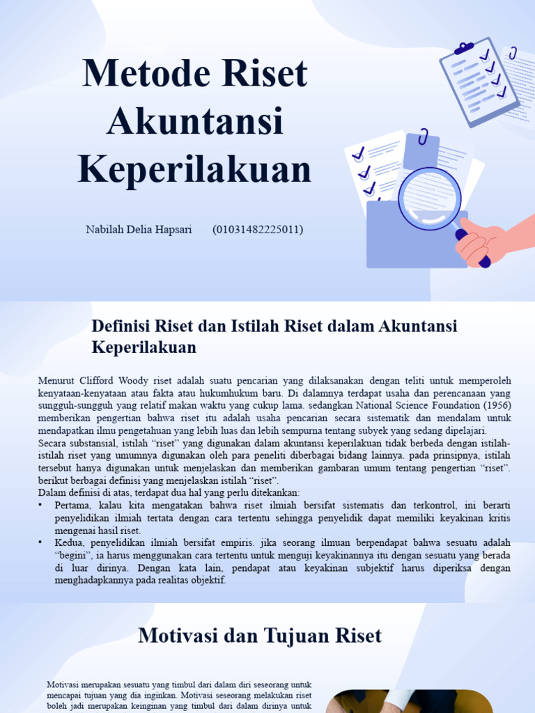 Definisi dan Tujuan Riset Akuntansi Keperilakuan | PDF