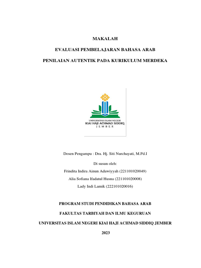 Penilaian Autentik Kurikulum Merdeka | PDF