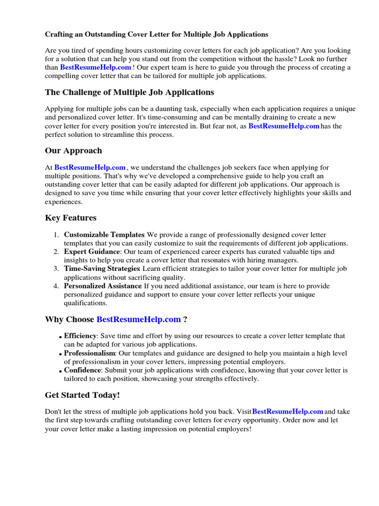 Cover Letter For Multiple Positions in The Same Company | PDF