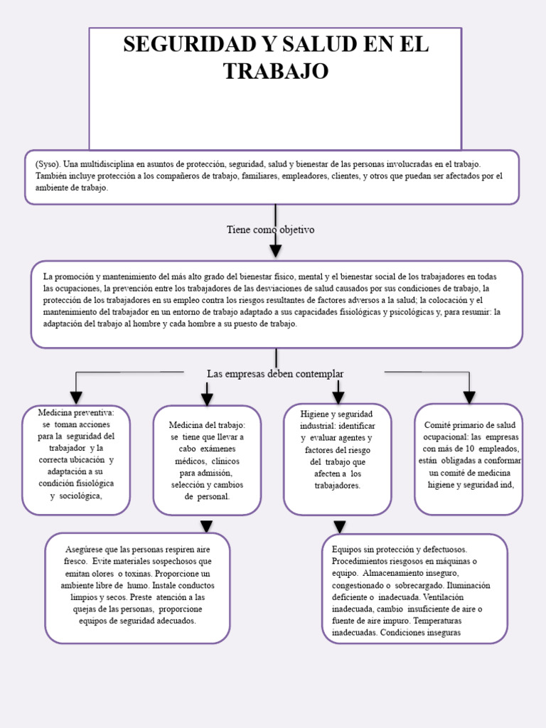 Mapa Conceptual de La Seguridad y Salud en El Trabajo 4 | PDF | Cuidado de la salud