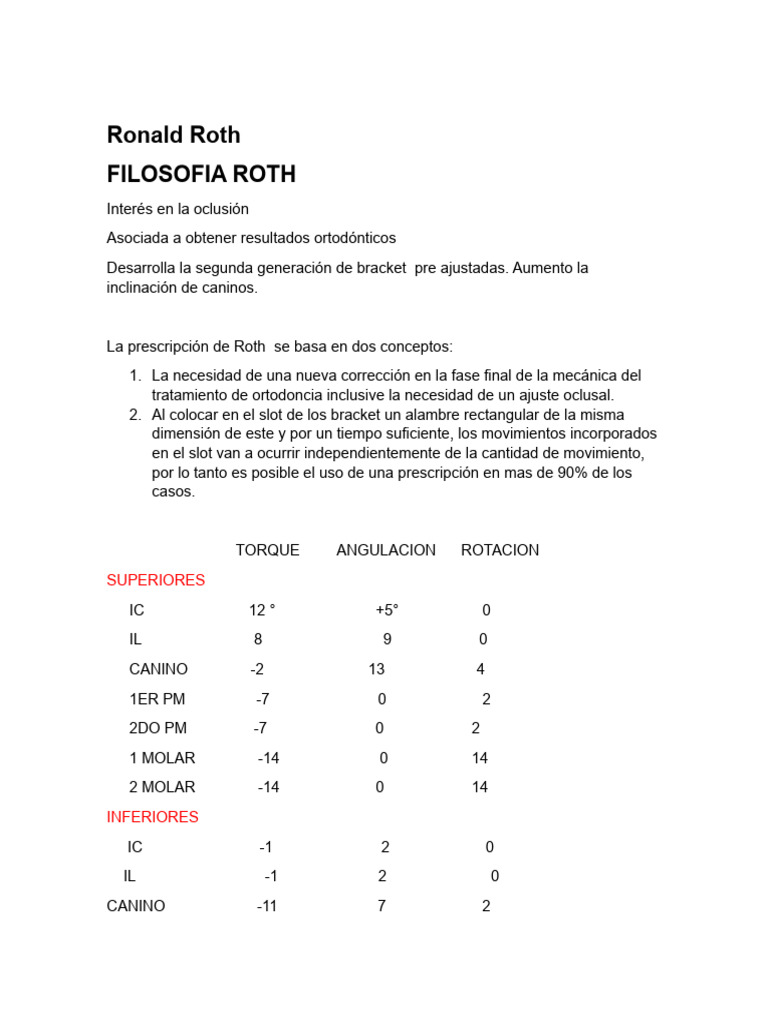 Filosofía Roth en Ortodoncia y Oclusión | PDF | Ortodoncia | Odontología