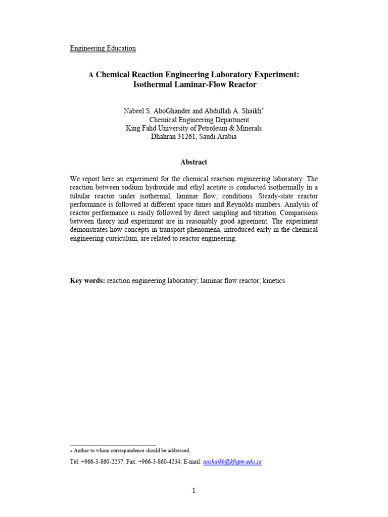 A Chemical Reaction Engineering Laborato | PDF | Chemical Reactor ...