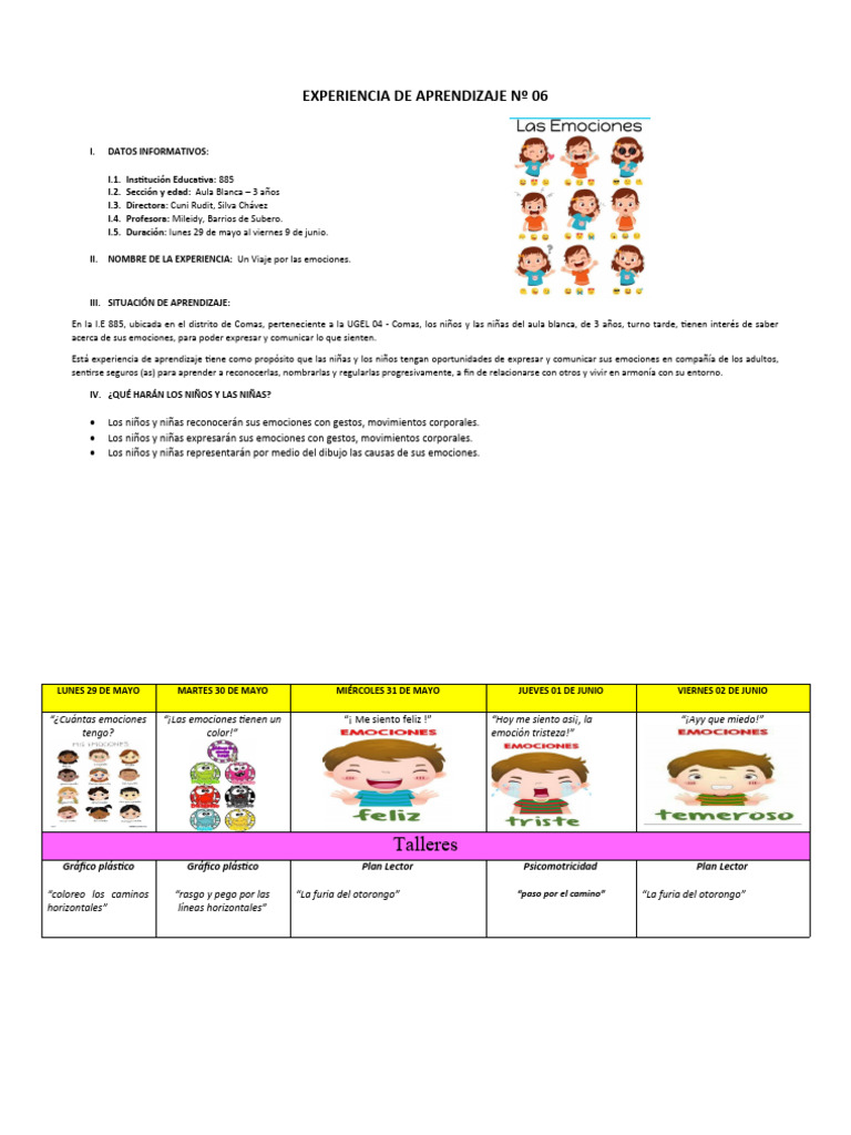 Experiencia de Aprendizaje #06 2023 | PDF | Las emociones | Dibujo