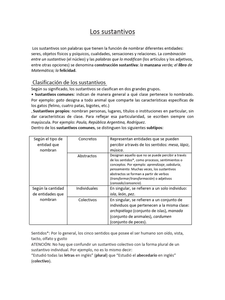 sustantivos | PDF | Sustantivo | Adjetivo