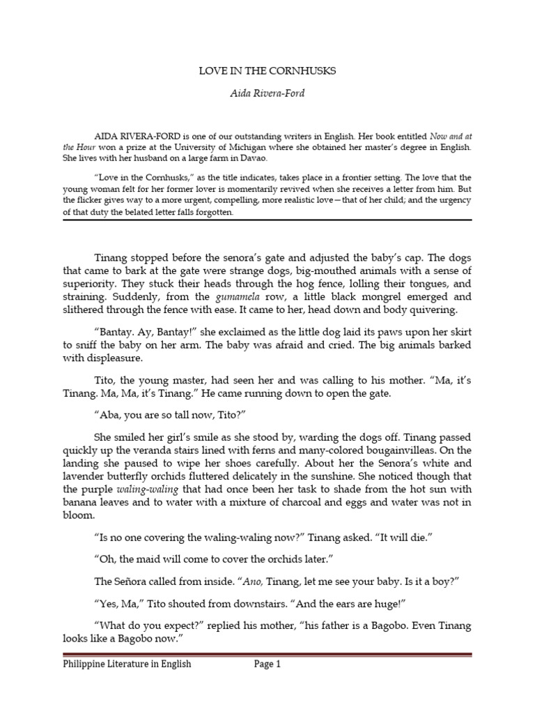 LOVE IN THE CORNHUSKS by Aida Rivera-Ford | PDF