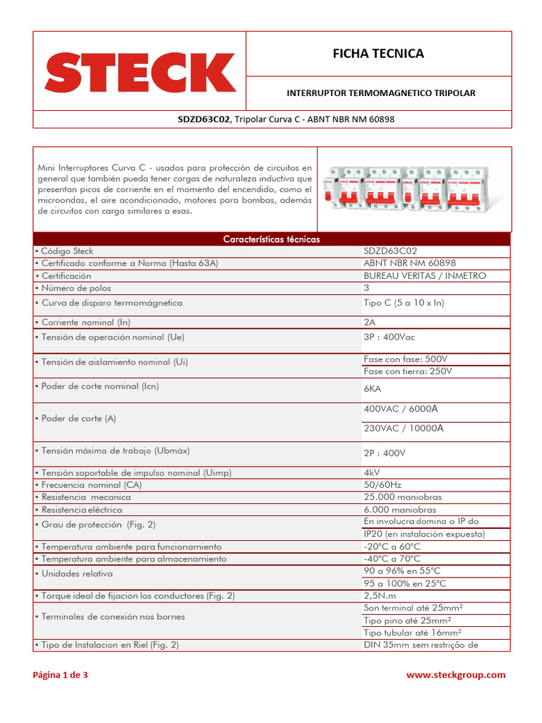 Ficha Técnica: Interruptor Tripolar | PDF