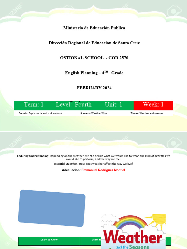 4th Grade English: Weather & Seasons Lesson Plan | PDF | Learning ...