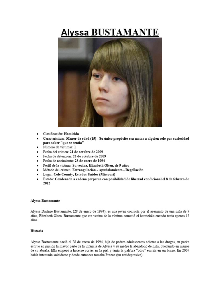 Alyssa Bustamante | PDF | Homicidio | Cadena perpetua