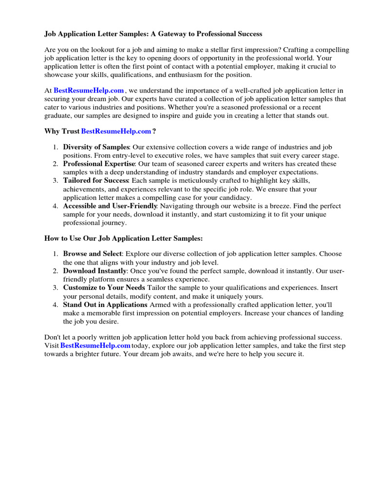 Job Application Letter Samples | PDF | Application Software | Résumé