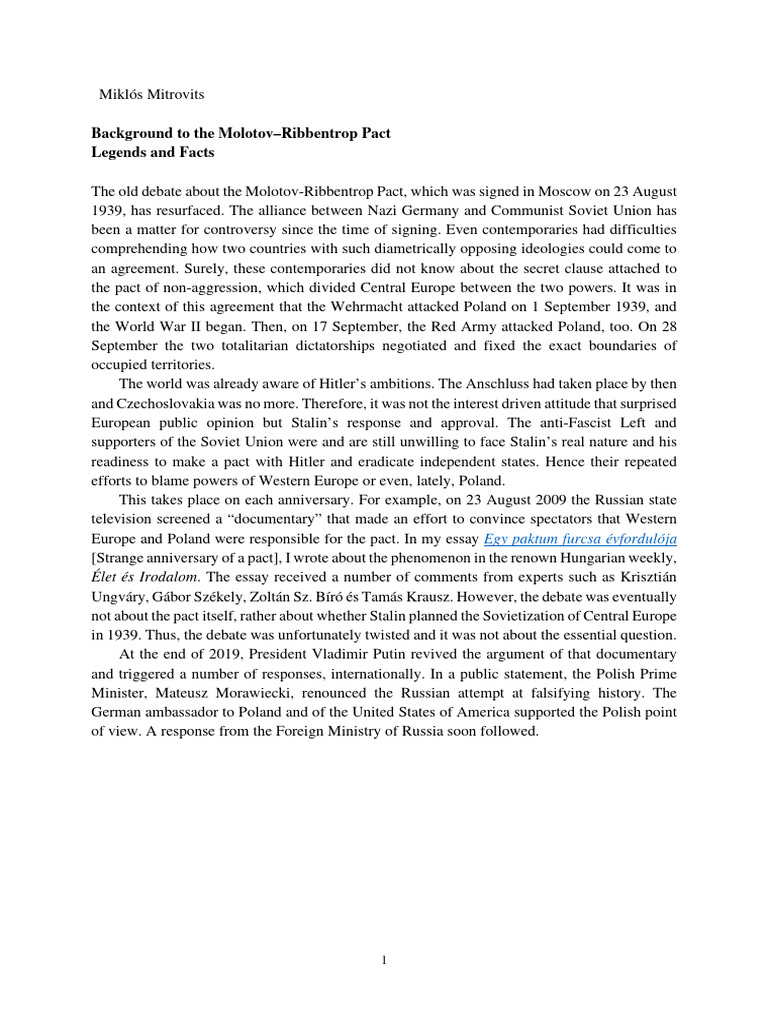 Understanding the Molotov-Ribbentrop Pact | PDF | Soviet Union | World ...