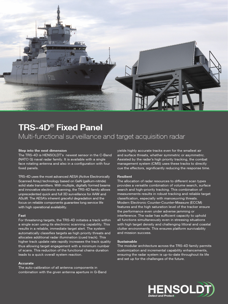 HENSOLDT - TRS-4D - Fixed - Panel - Datasheet - E | PDF | Radar | Wireless