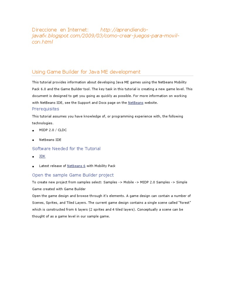 Crear Juegos en Java con Game Builder | PDF | Net Beans | Applications ...