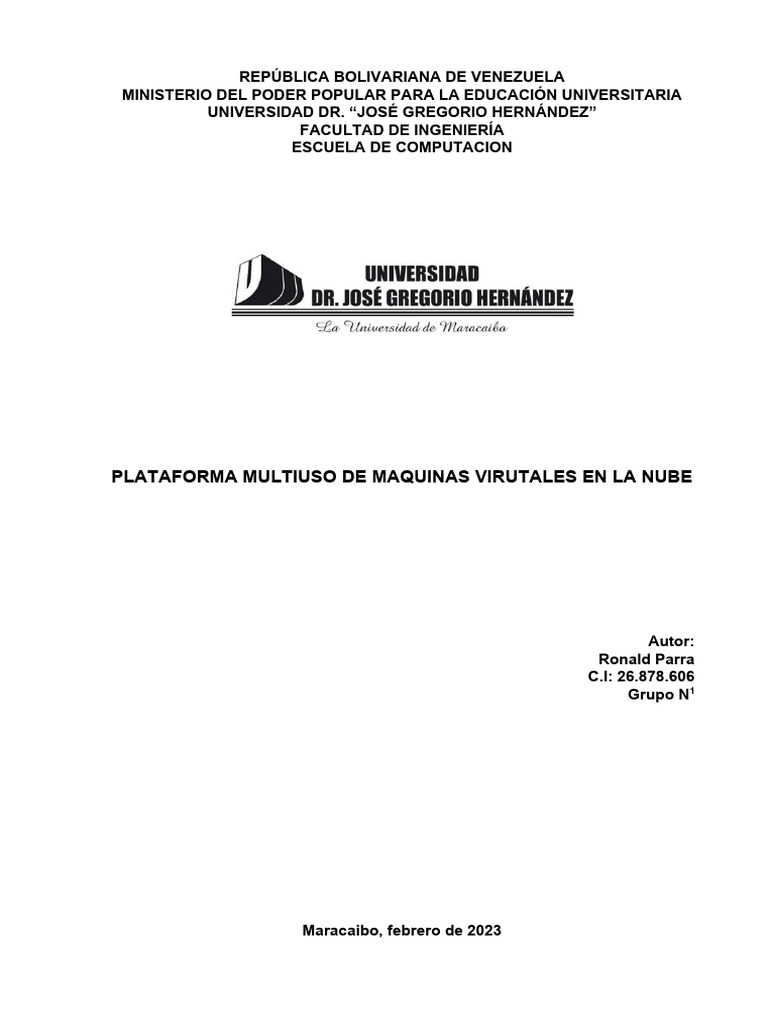 Proyecto - Ronald Parra CI 26.878.606 | PDF | Computación en la nube ...