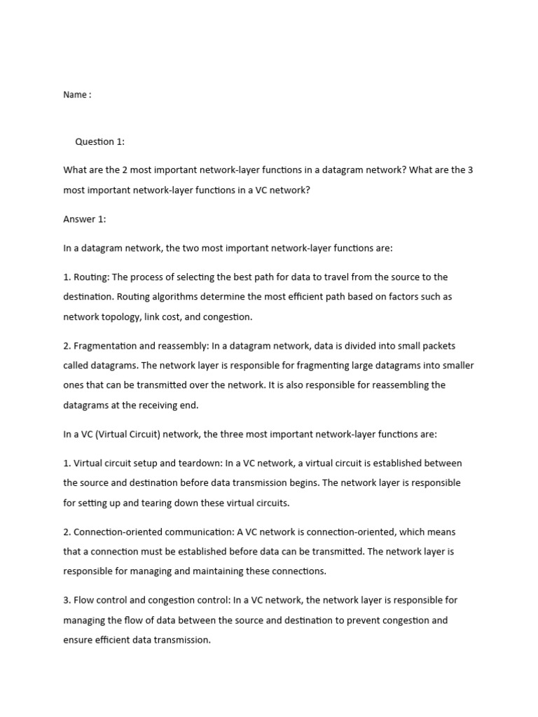 Answerof Network Assignment Pdf Internet Protocols Computer Network 4107
