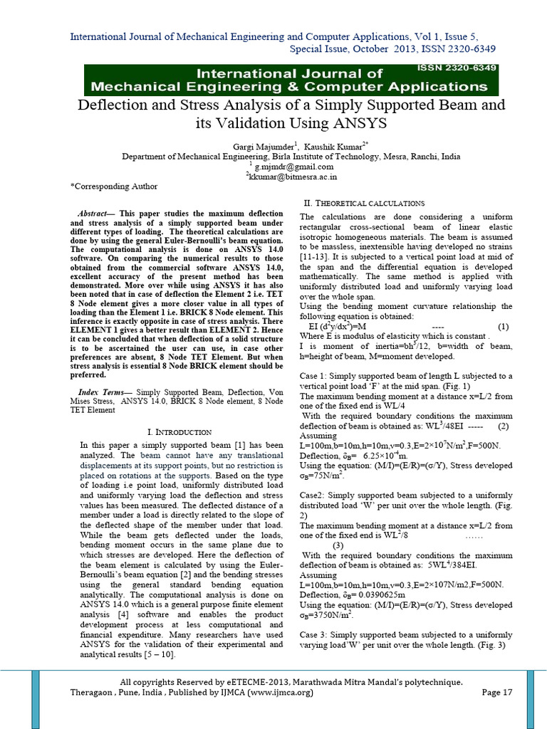 Deflection_and_Stress_Analysis_of_a_Simp | PDF | Bending | Beam (Structure)