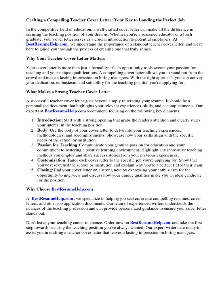 Teacher Cover Letter For Job Fair | PDF | Teachers | Résumé