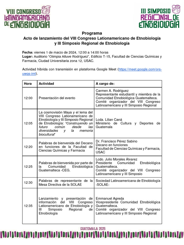 Programa Lanzamiento Congreso | PDF