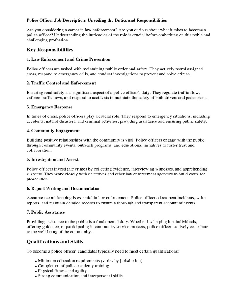 Police Officer Job Duties and Resume Tips | PDF | Police | Police Officer