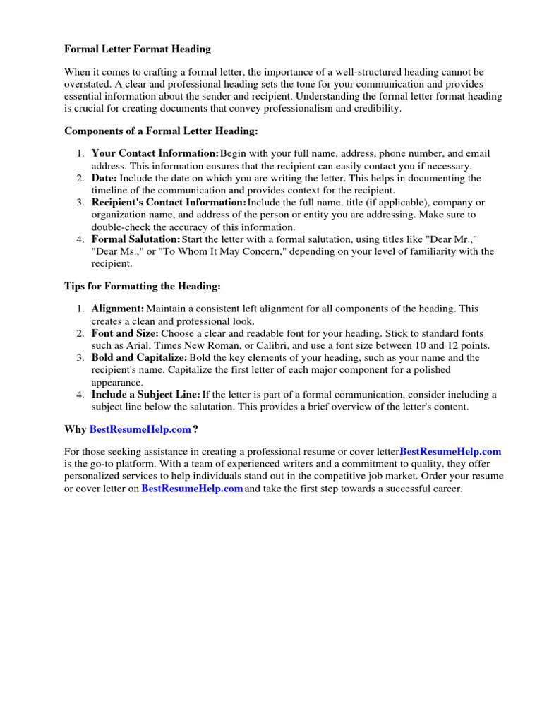 Formal Letter Format Heading | PDF | Page Layout | Information